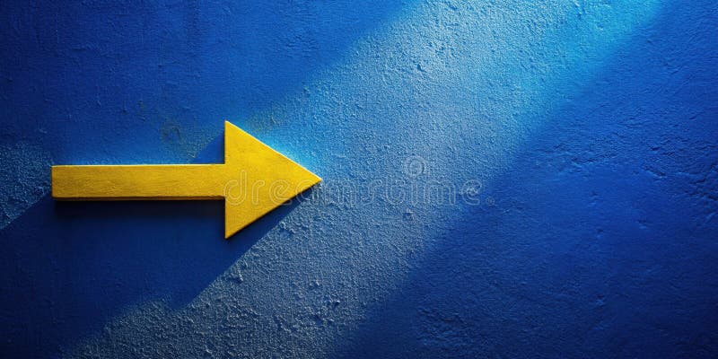 A Bold Yellow Arrow Points Right on a Textured Blue Background ...