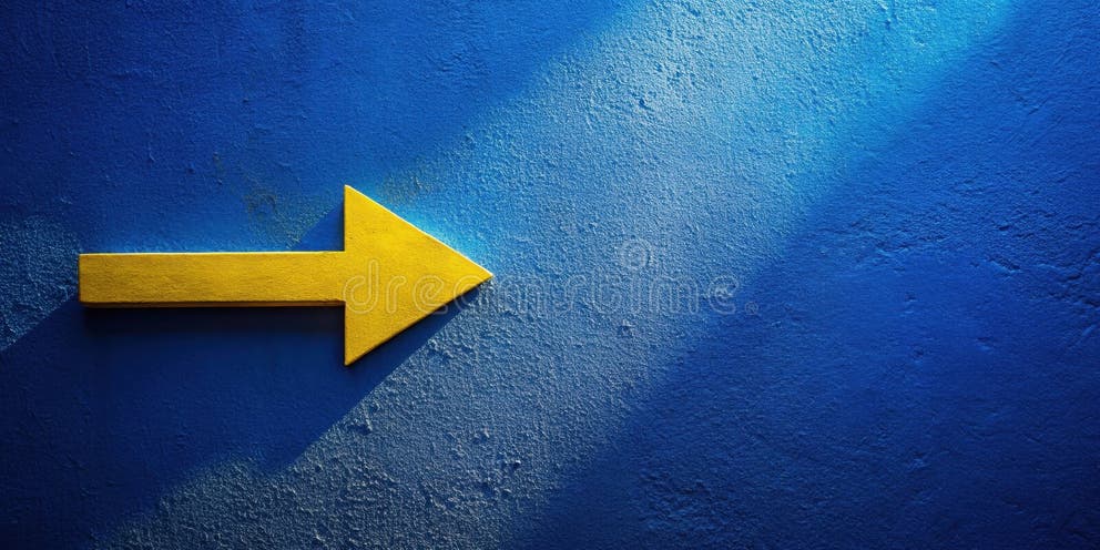A Bold Yellow Arrow Points Right on a Textured Blue Background ...