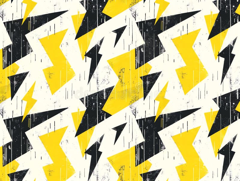 Bold Yellow and Black Lightning Bolt Pattern on Grunge Background ...
