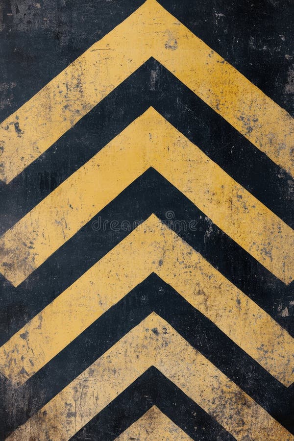 Bold Yellow and Black Warning Sign with Chevron Patterns Against a ...