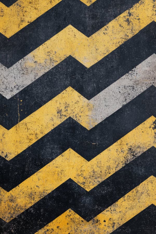 Bold Yellow and Black Warning Sign with Chevron Patterns Against a ...