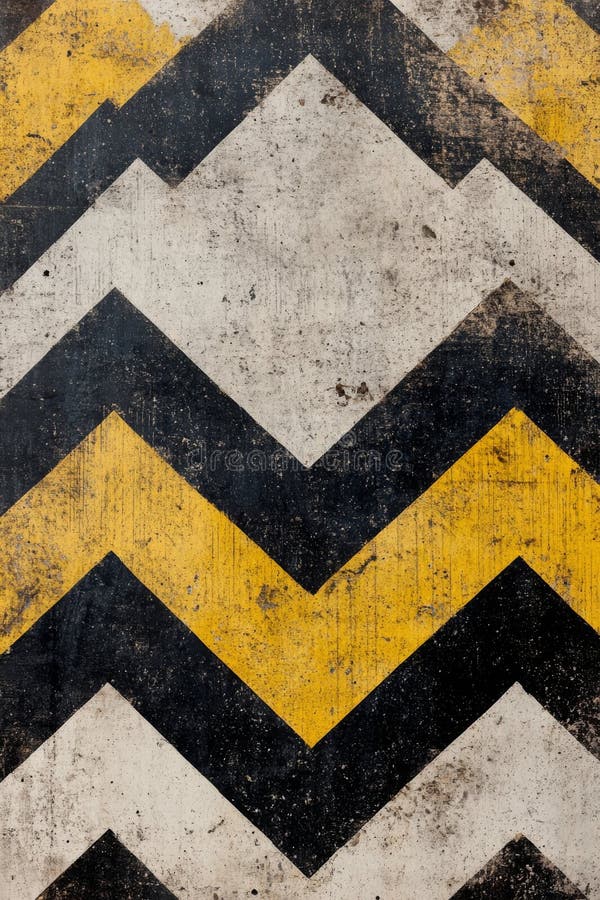 Bold Yellow and Black Warning Sign with Chevron Patterns Against a ...
