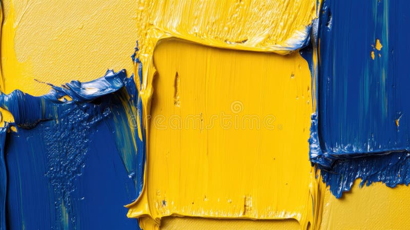 Bold Yellow and Blue Paint Strokes with Strong Contrast and Texture ...