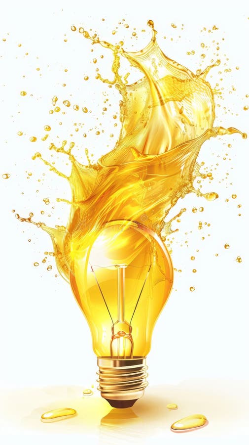 A Bold Yellow Light Bulb Emerges from a Burst of Water, Showcasing an ...