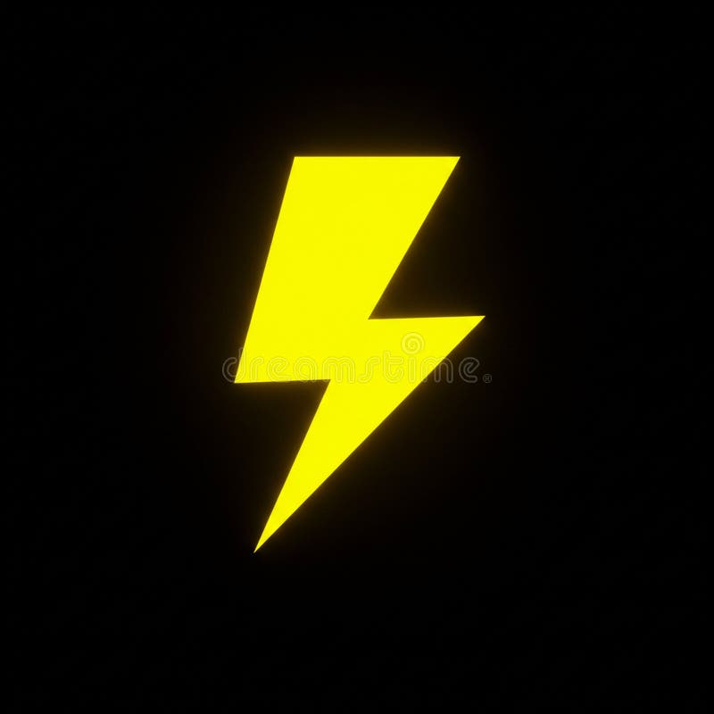 A Bold Yellow Lightning Bolt Symbol Centered on a Solid Black ...