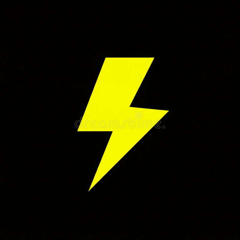 A Bold, Yellow Lightning Bolt Symbol Stands Out Against a Solid Black ...