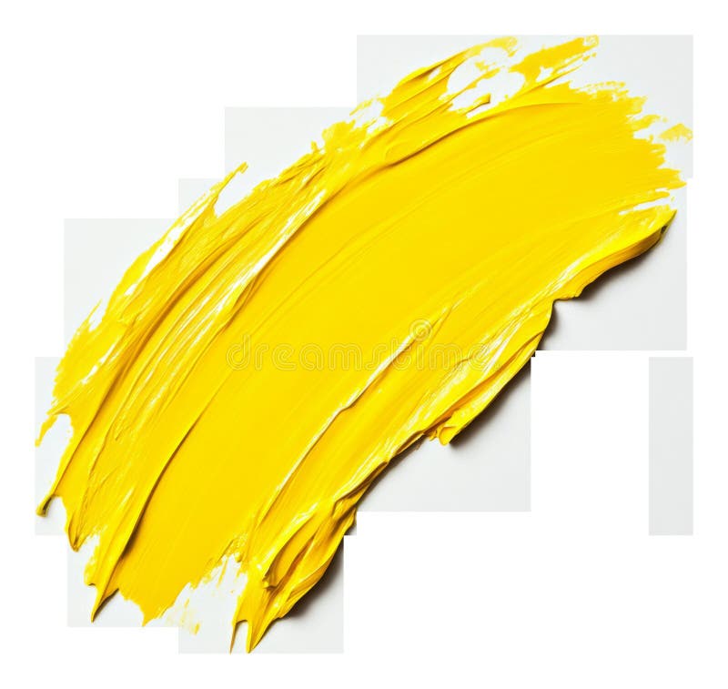 Bold Yellow Paint Stroke on Transparent Background, Abstract Art ...
