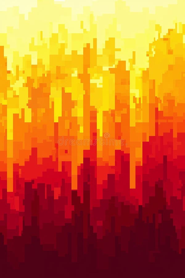 Bold Yellow To Vivid Red Pixel Gradient Mimicking the Colors of Fire ...