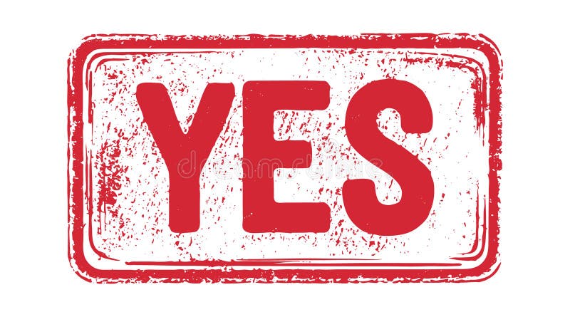 Grunge Red "YES" Rubber Stamp Vector with Bold White Text and ...