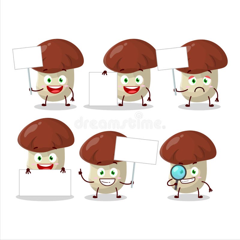 Bolete Cartoon in Character Bring Information Board Stock Vector ...