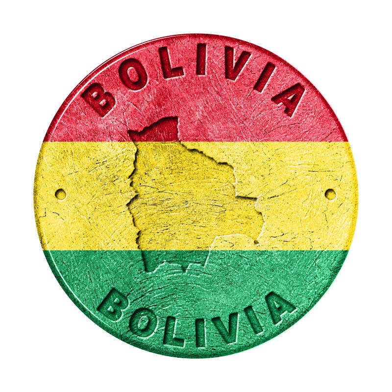 Bolivia Flag Button with Map Stock Illustration - Illustration of ...