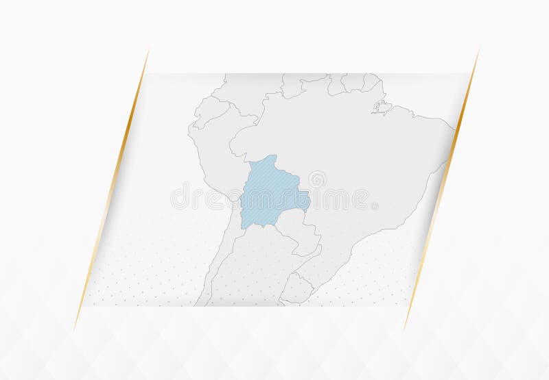 Bolivia Map in Blue with Gold Framed Accents. Modern Vector Map of ...