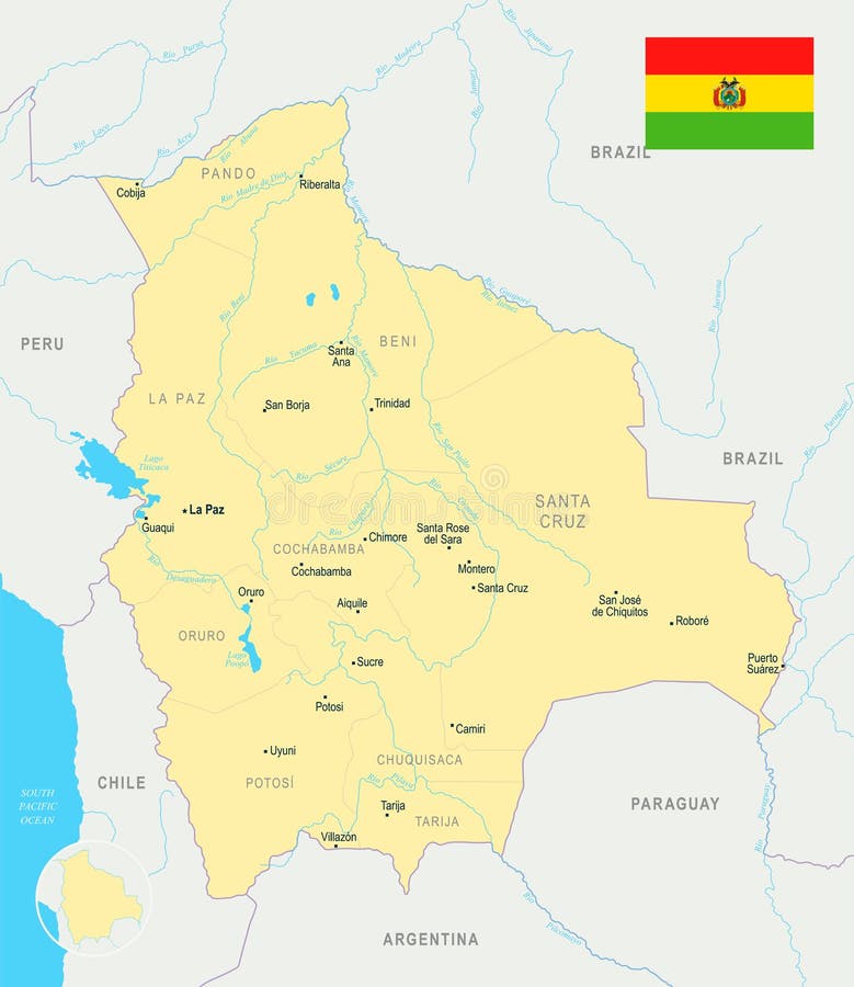 Map Of Bolivia. High Detailed Vector Map - Bolivia. Stock Vector ...