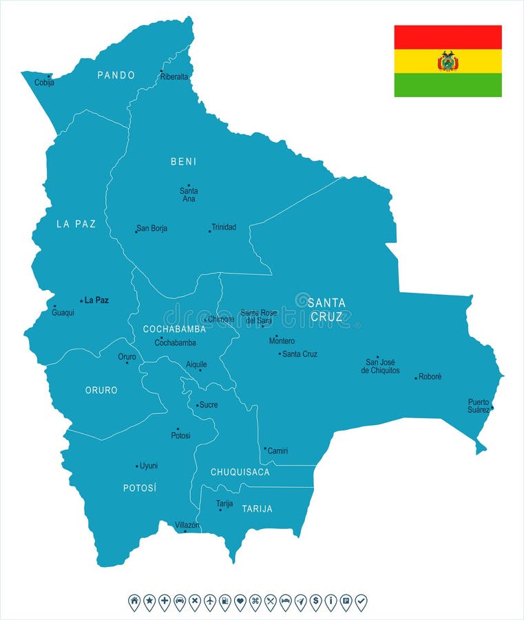 Bolivia - Mapa Y Bandera - Ejemplo Detallado Del Vector Stock de ...