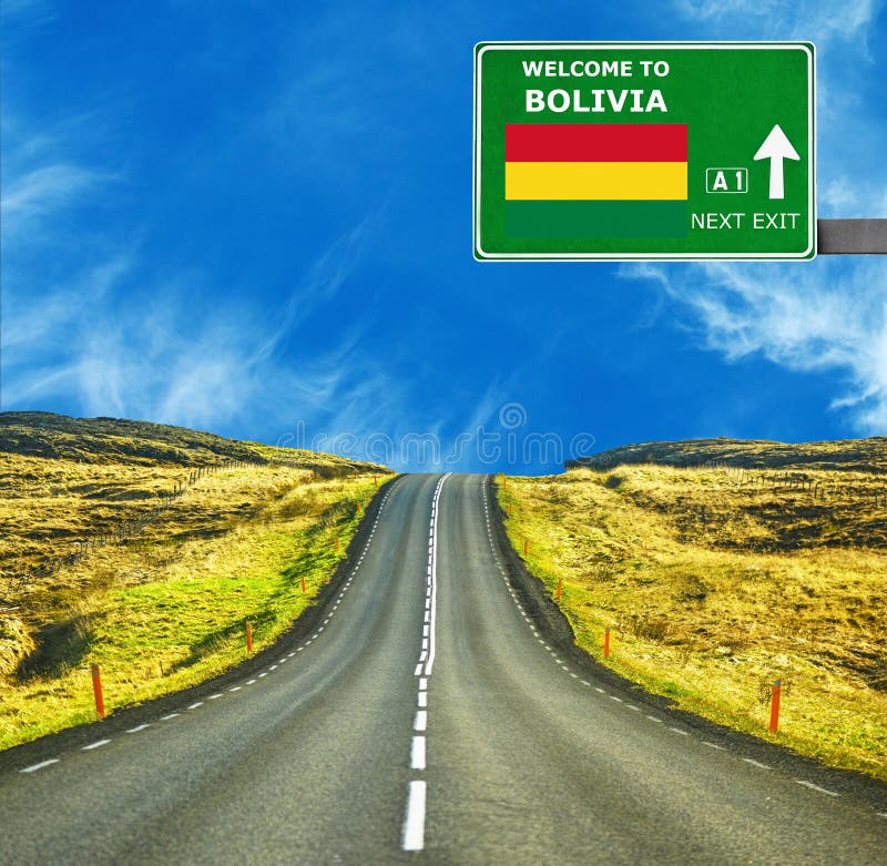 Bolivia Road Sign Against Clear Blue Sky Stock Photo - Image of ...