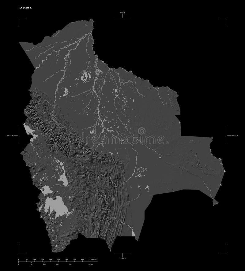 Bolivia Shape on Black. Bilevel Stock Illustration - Illustration of ...