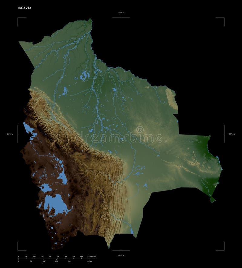 Bolivia Shape on Black. Physical Stock Illustration - Illustration of ...