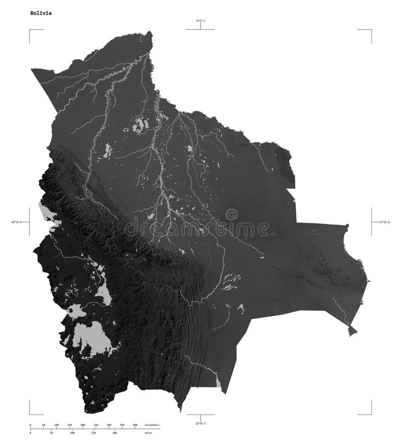 Bolivia Shape on White. Grayscale Stock Illustration - Illustration of ...