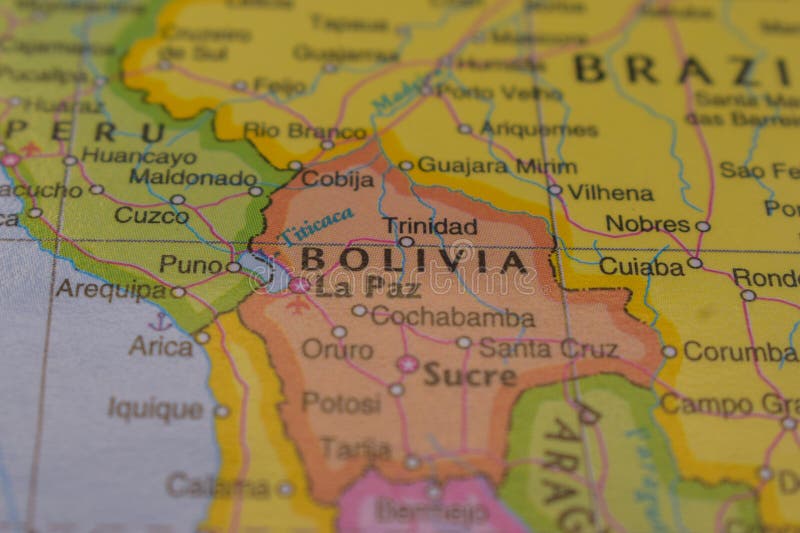 Bolivia on the World Map-Geo Political Map Stock Image - Image of ...