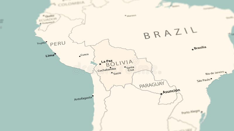 Bolivia on the World Map. Smooth Map Rotation Stock Footage - Video of ...