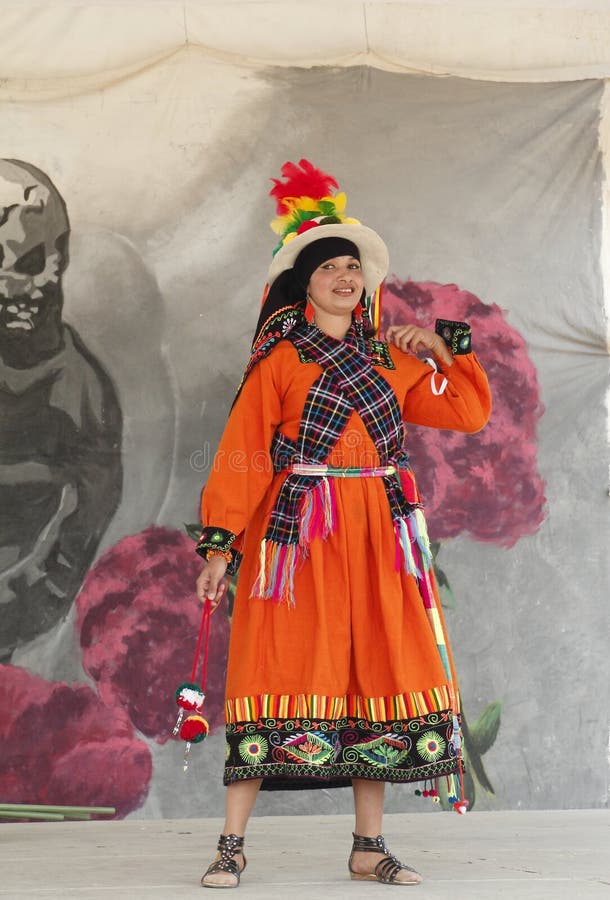 Young Bolivian Woman Wearing a Traditional Dress and Dancing Editorial ...