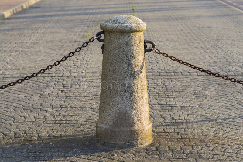 Bollard. stock photo. Image of chain, furniture, boardwalk - 62225658