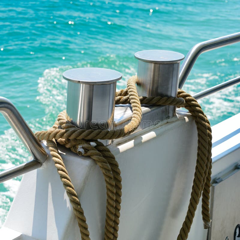 Bollard with coiled rope stock photo. Image of nautical - 59163722
