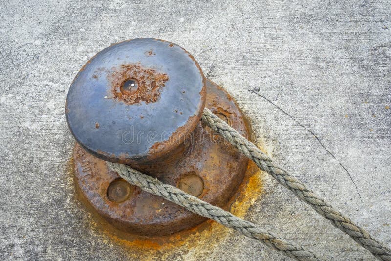 Bollard for Fixing of Ships at the Kai at a Harbour Stock Photo - Image ...