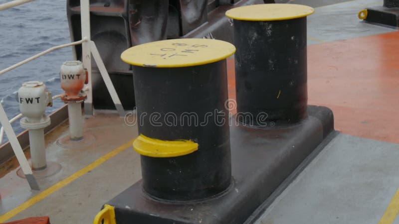 Bollard with Hawse and Snap Back Zone on Deck of Ship Stock Footage ...