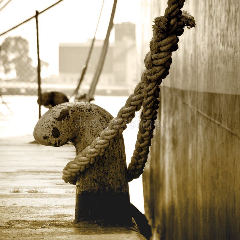 Bollard with rope stock photo. Image of port, safety - 38199338