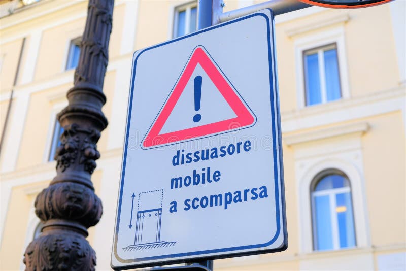 Bollard Warning Sign in Italian Language Stock Illustration ...