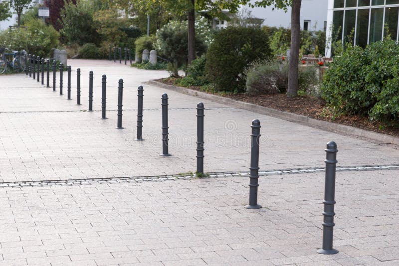 Bollards Made of Metal on a Promenade Stock Image - Image of stationary ...