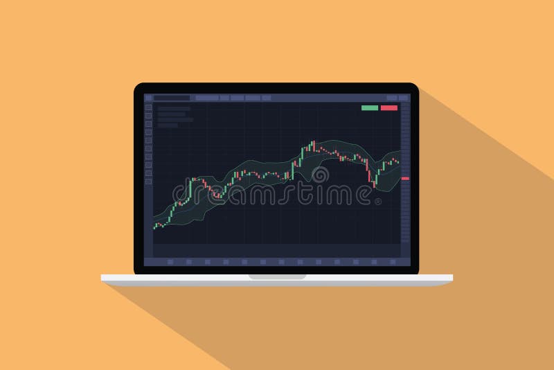 Bollinger Band Technical Analysis Indicator Concept on Laptop Screen ...