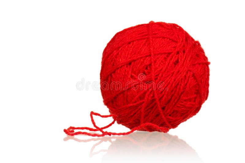 Rött garnnystan arkivfoto. Bild av fiber, färg, boll - 28121922