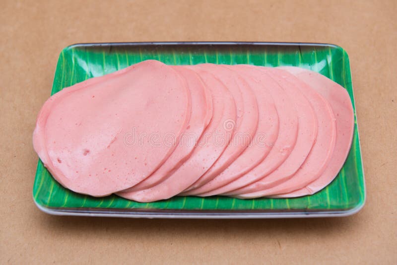 Bologna Ham Slides in dish stock photo. Image of delicious - 81155690