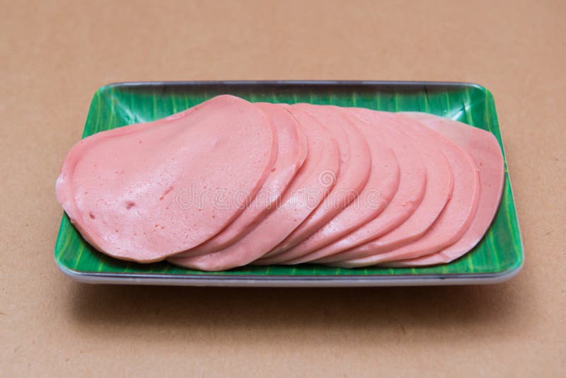Bologna Ham Slides in dish stock photo. Image of meal - 81187292