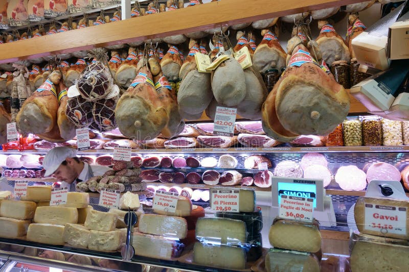 Bologna, Italy, May 16, 2024: Italian Deli with Variety of Cured Meats ... Bologna, Italy, May 16, 2024: Italian Deli with Variety of Cured Meats ...