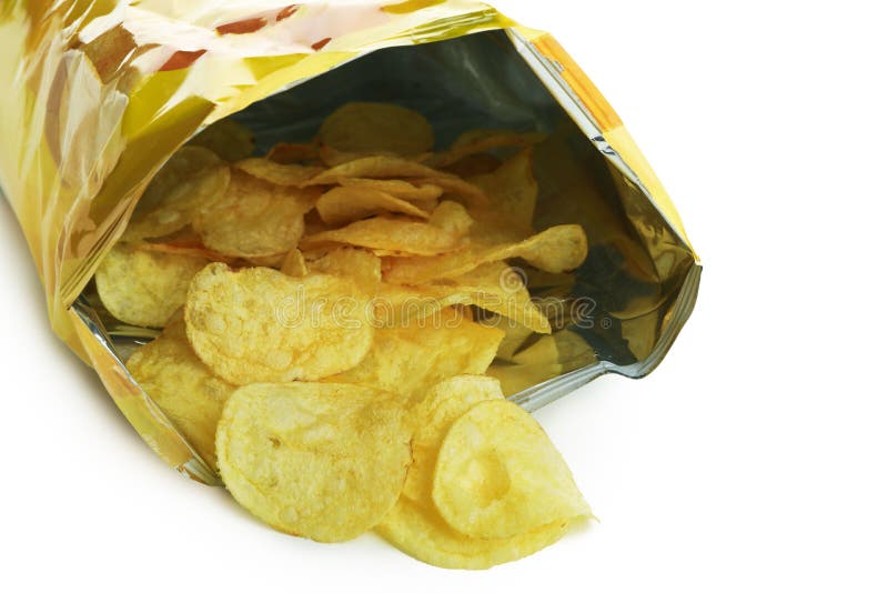 Bolsa Con Chips Aislados Sobre Fondo Blanco Imagen de archivo - Imagen ...