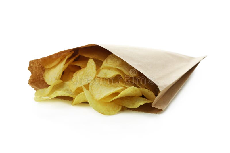 Bolsa Con Chips Aislados Sobre Fondo Blanco Imagen de archivo - Imagen ...