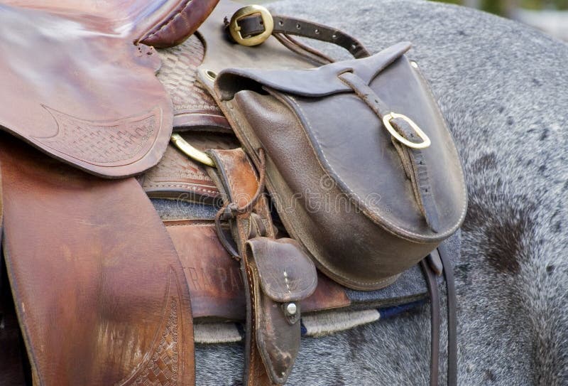 Alforja en un caballo imagen de archivo. Imagen de tachuela - 412833