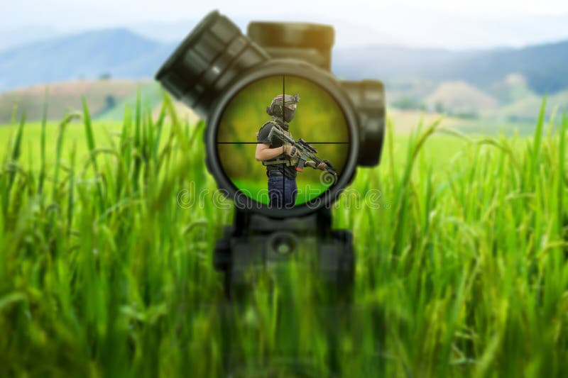 Bolt Action Sniper Rifle Aiming on Target at Shooting Range Stock Image ...
