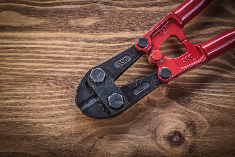 Bolt Cutter on Vintage Wooden Board Horizontal View Construction Stock ...