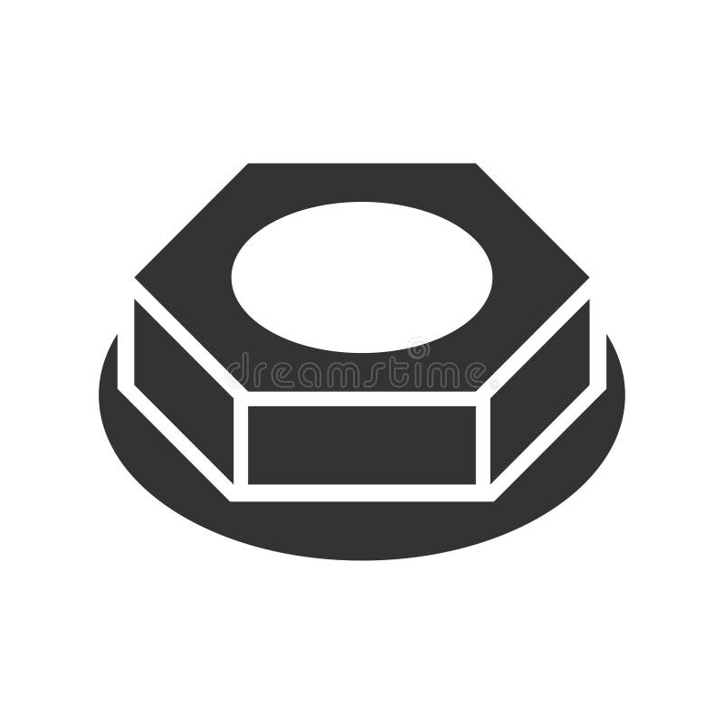 Hex Bolt and Nut Hardware Parts in Chrome Top View Stock Vector ...