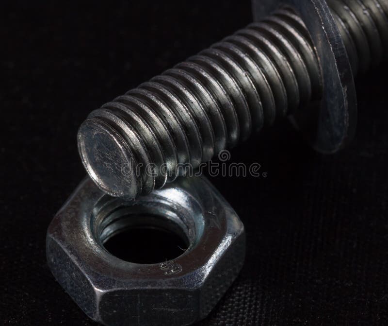 The Bolt and Hook on Black Background Stock Photo - Image of industrial ...