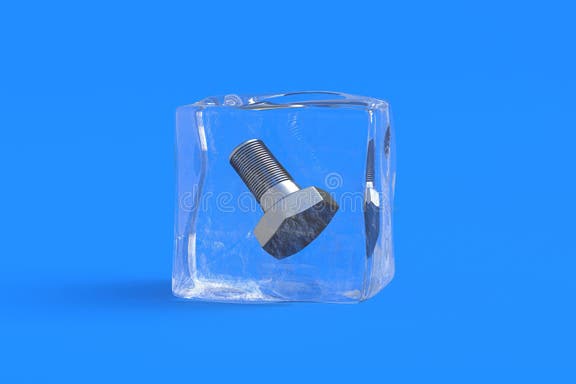 Bolt in ice cube. stock illustration. Illustration of factory - 304961337