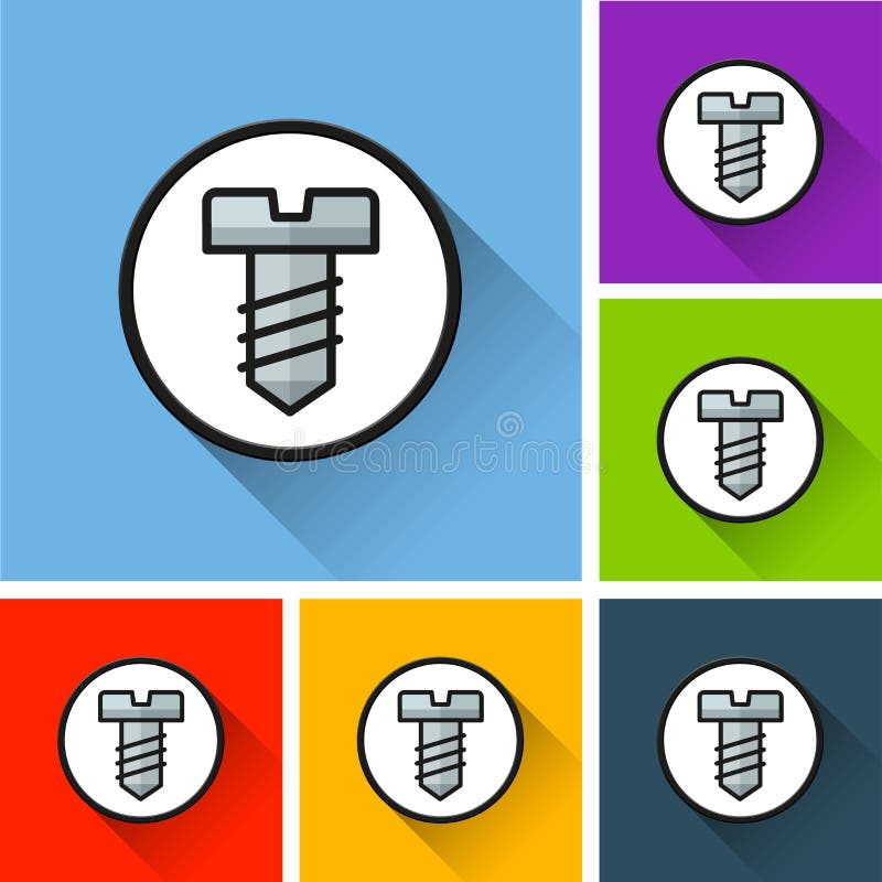 Bolt Icons with Long Shadow Stock Vector - Illustration of tool, symbol ...