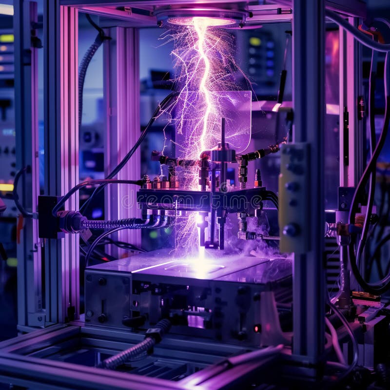 Bolt of Lightning in Laboratory Setting, Showcasing Electrical ...