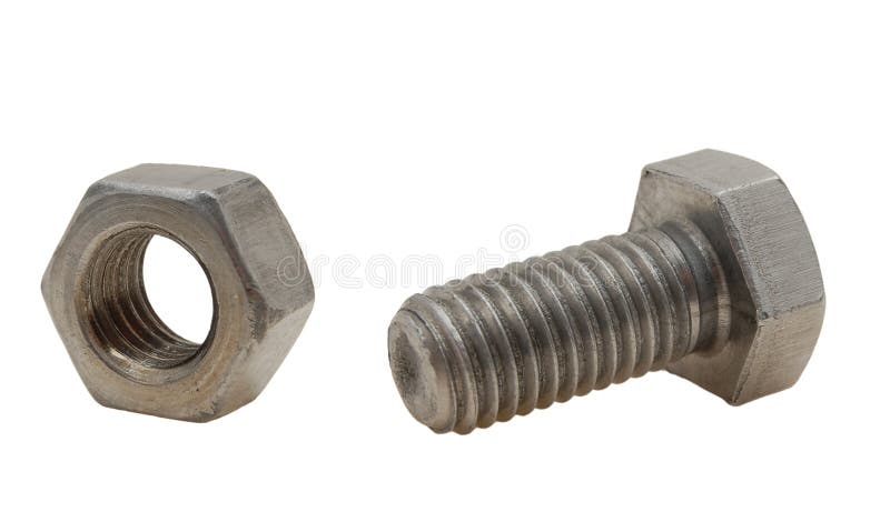 Nut and Bolt isolated stock image. Image of fastening - 11030475