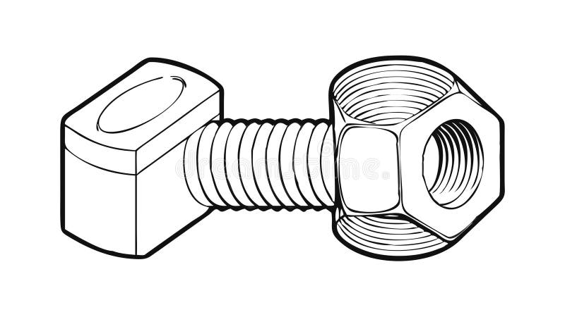 Bolt and Nut Fastener Icon, Engineering and Construction Hardware ...