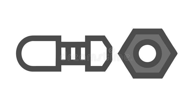 Bolt and Nut Hardware Outline Icon, Fastening and Assembly Symbol ...